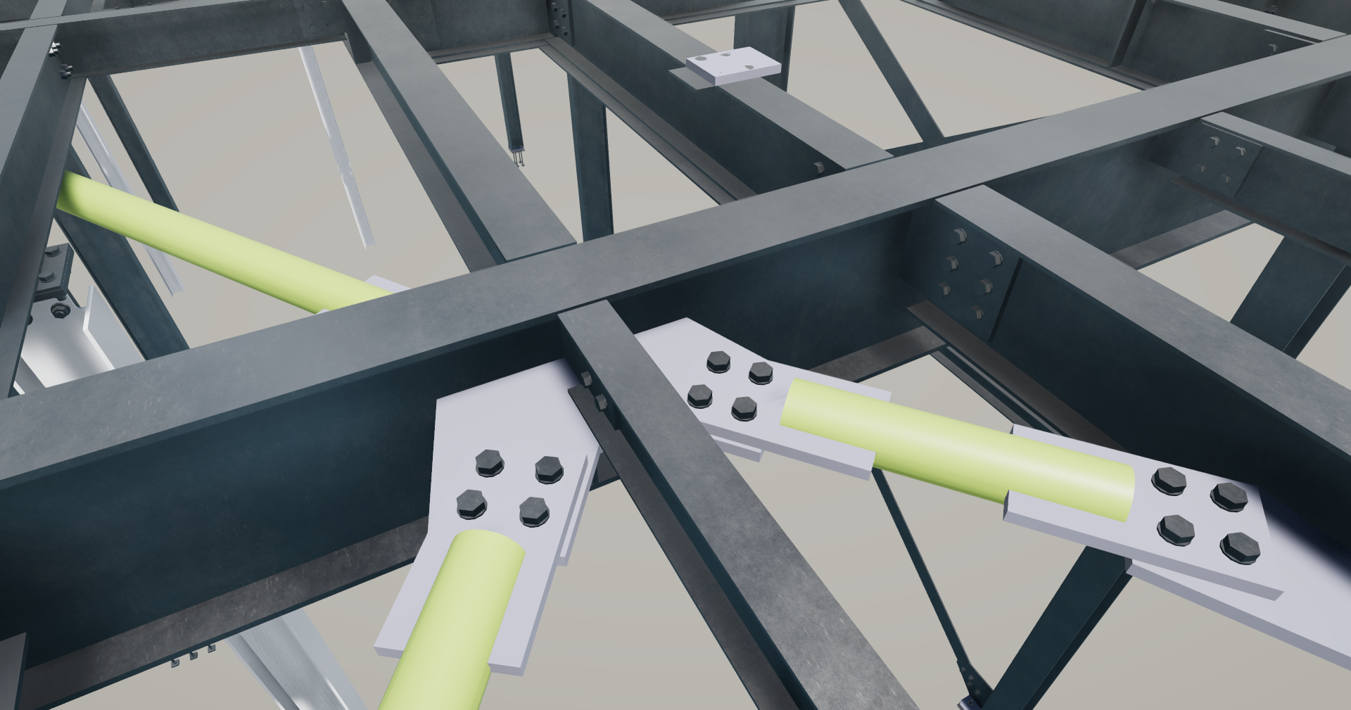 Steel structural desing in Tekla with many connections