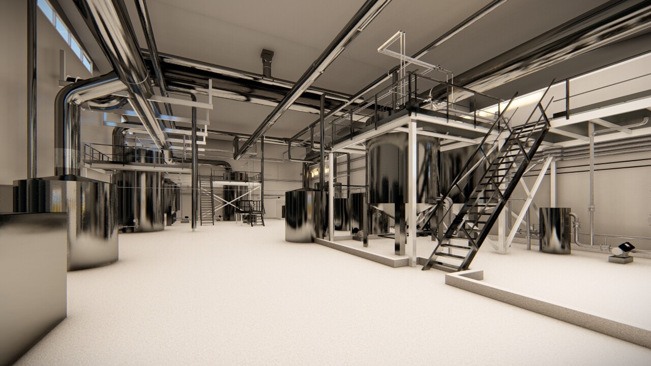 Rosin plant BIM design in Revit with warehouse, fuel station