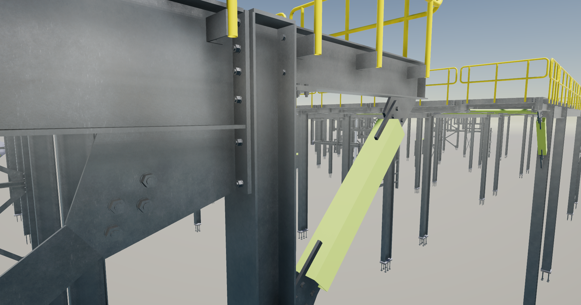 Steel structural desing in Tekla with many connections