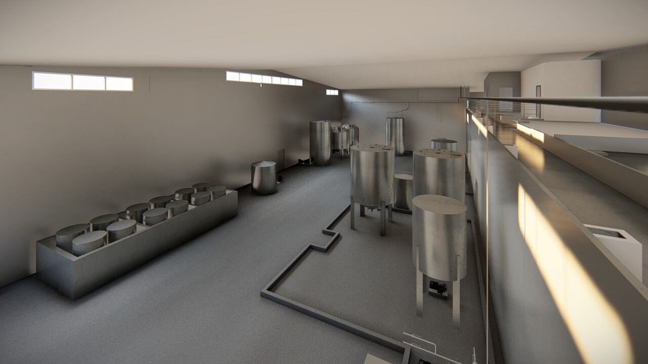 Rosin plant BIM design in Revit with warehouse, fuel station