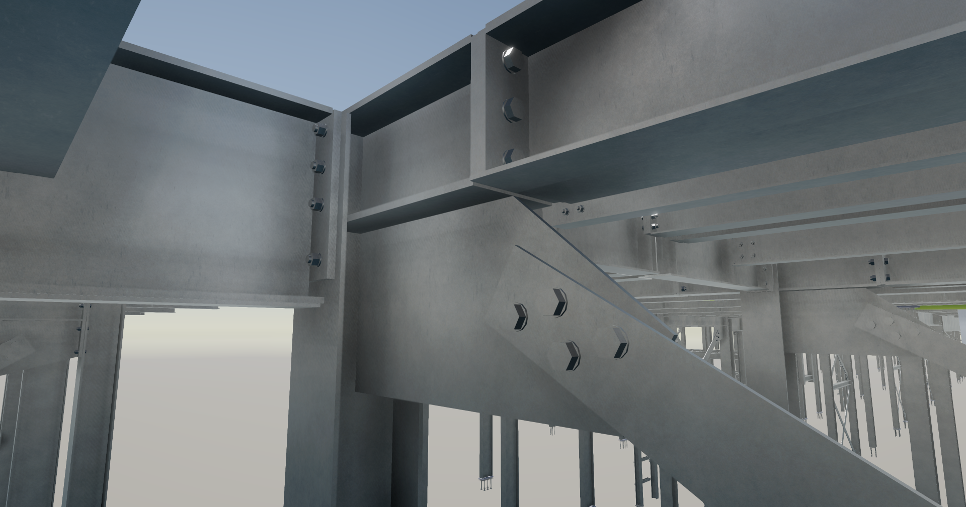 Steel structural desing in Tekla with many connections