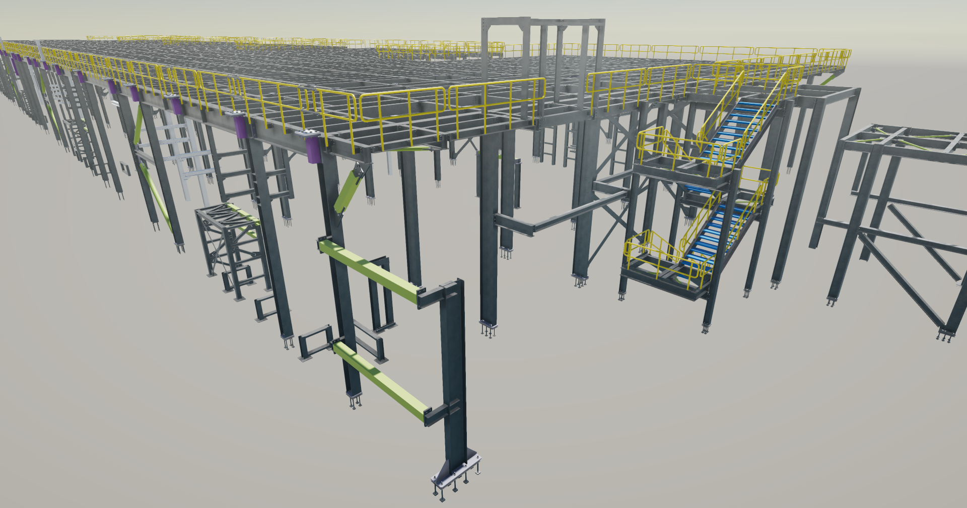 Steel structural desing in Tekla with many connections
