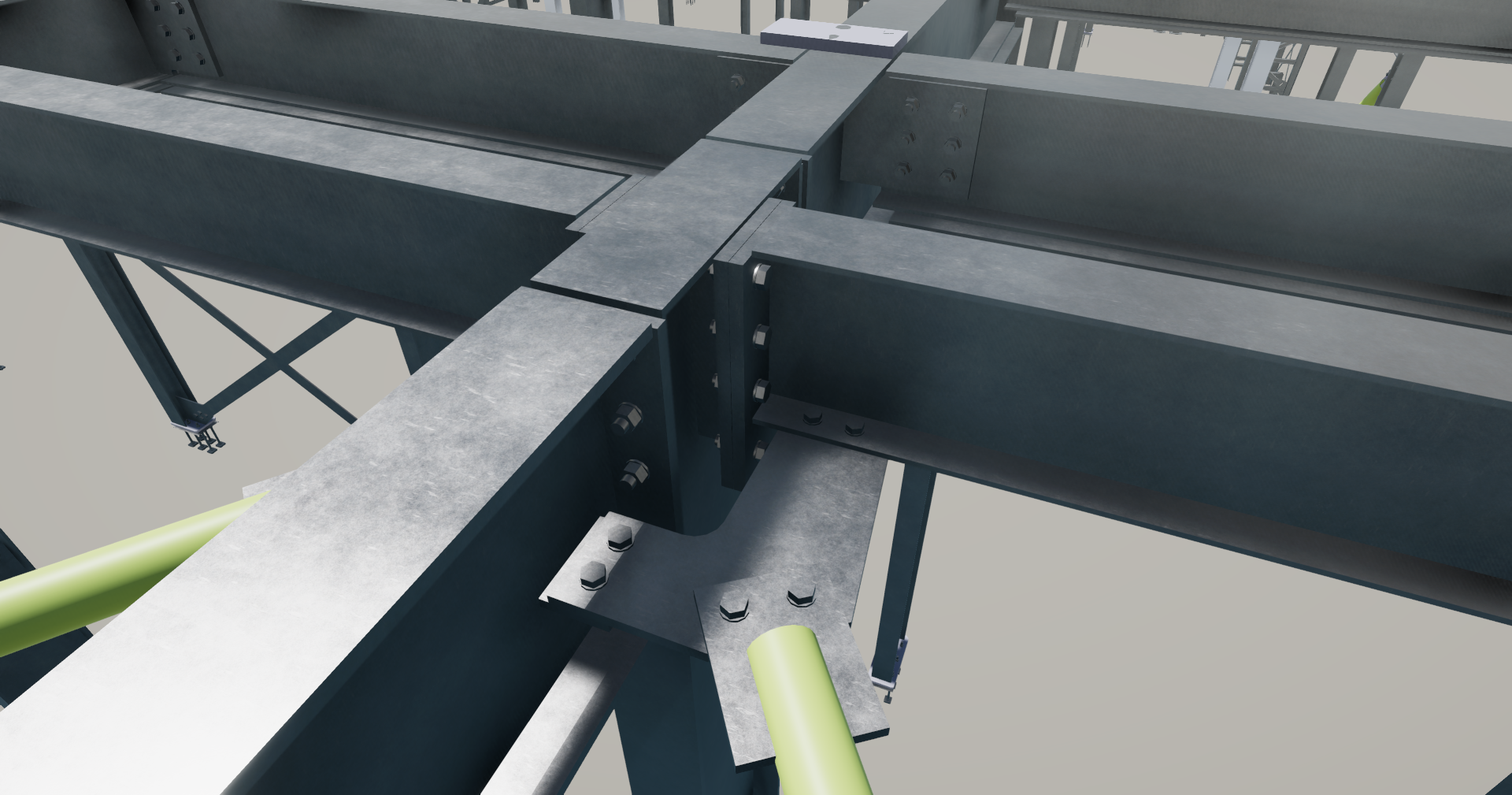 Steel structural desing in Tekla with many connections