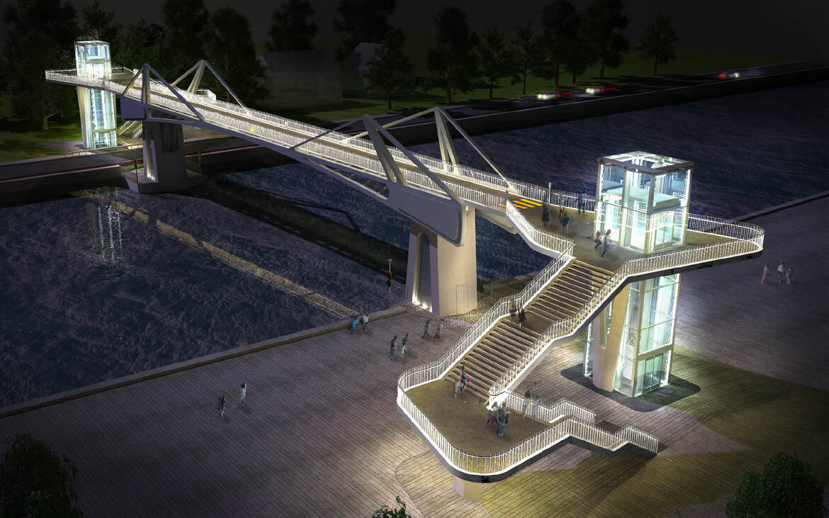 Pedestrian bridge in Vilvoorde | 3D modelling, Workshop drawings