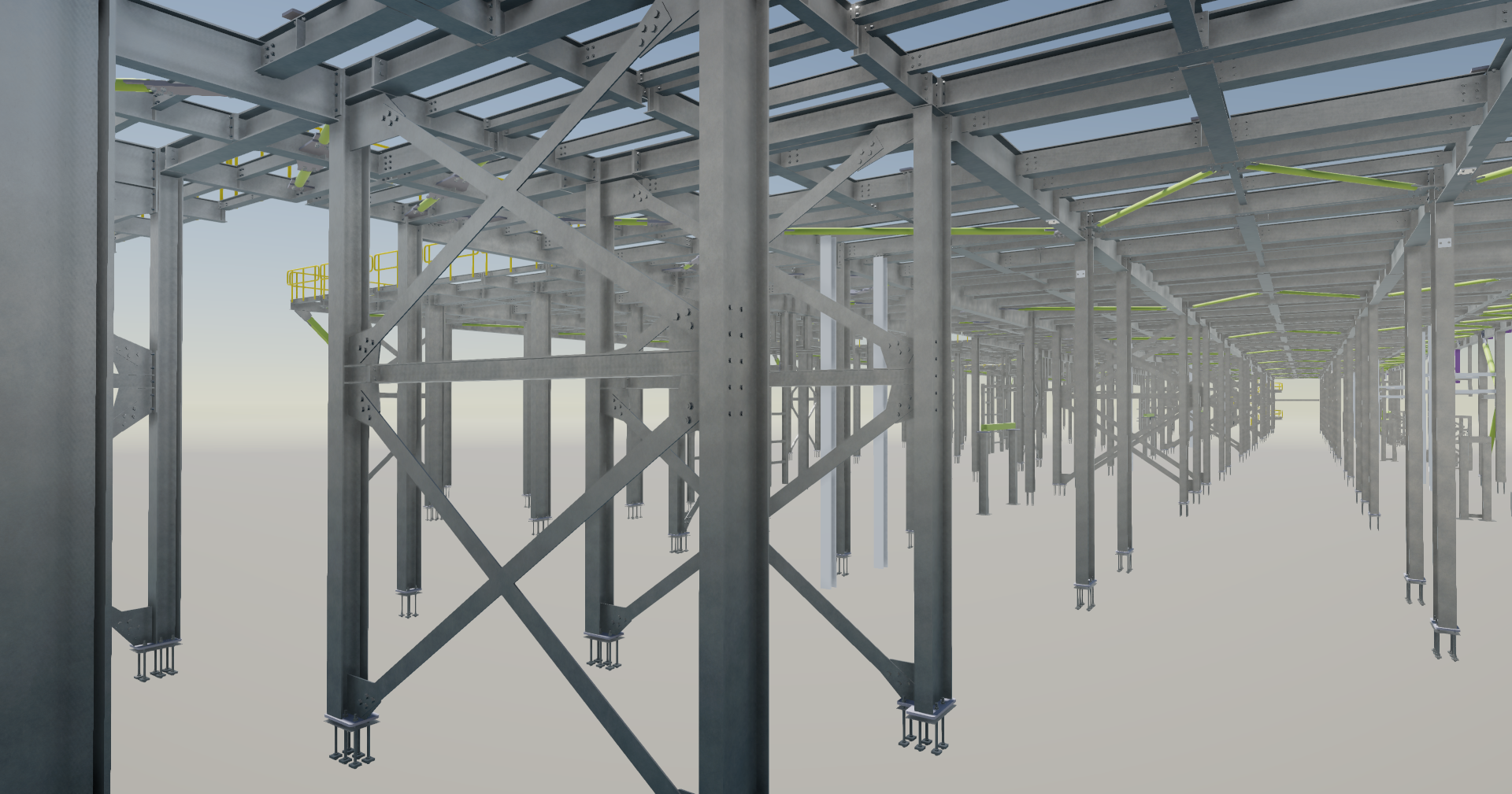 Steel structural desing in Tekla with many connections