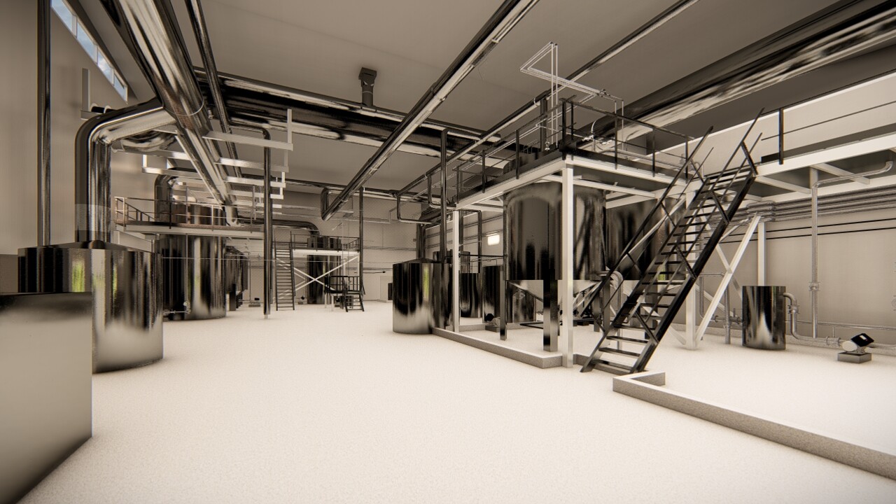 Rosin plant BIM design in Revit with warehouse, fuel station